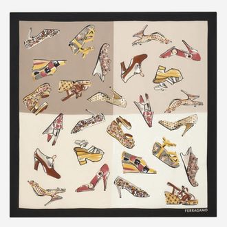 Ferragamo Genio Print Silk Scarf - Beige