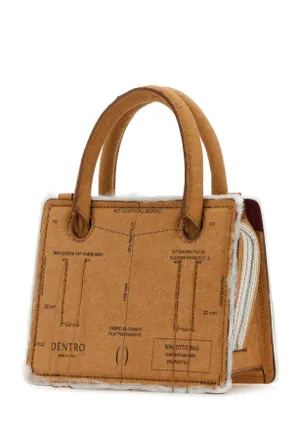 DENTRO Womens Printed Paper Mini Otto Handbag Brown Borse A Mano Bag