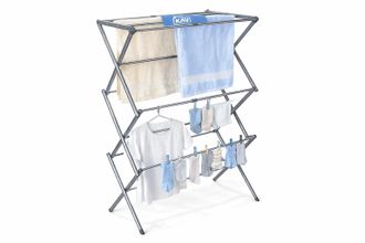 KAV W&auml;schest&auml;nder mit 3 Etagen, erweiterbar, f&uuml;r drinnen und drau&szlig;en, leicht, tragbar, mit 7,5 m W&auml;scheleine, Trockenraum, faltbar und kompakt