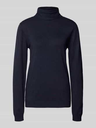 More & More Rollkragenpullover aus Viskose-Mix mit Label-Detail