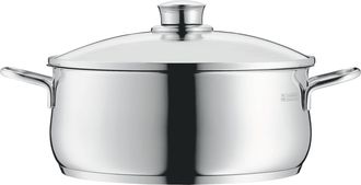 WMF Diadem Plus Kochtopf 16 cm klein, Glasdeckel, Topf 16cm, Bratentopf Induktion 1,5l, kleiner Topf Cromargan Edelstahl poliert, Nudeltopf, unbeschichtet