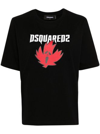 Dsquared2 t-shirt Horror &agrave; imprim&eacute; feuille d&eacute;rable - Noir