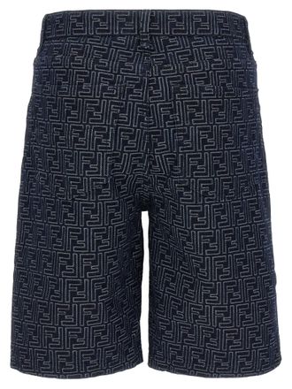 Fendi Mens Blue Cotton Bermuda Shorts