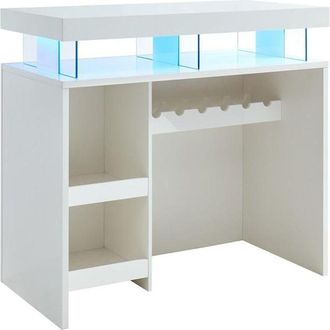Vente-Unique Vente-unique - Meuble de bar avec leds en mdf blanc laqué - fabio ii