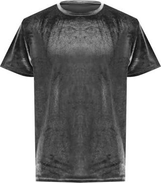 Generic T-shirts hommes velours velours mode hip-hop slim simple manches courtes, gris, XL