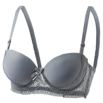 Generic Soutien-gorge en patchwork en dentelle pour femme - Soutien-gorge traditionnel &agrave; armatures avec bonnets fins - Lingerie sexy r&eacute;glable, gris, 44