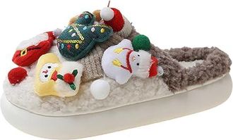 Generic Pantoufles de No&euml;l &agrave; enfiler pour homme et femme - Chaudes, pelucheuses, respirantes - L&eacute;g&egrave;res et d&eacute;contract&eacute;es - Chaussures dint&eacute;rieur et dext&eacute;rieur 