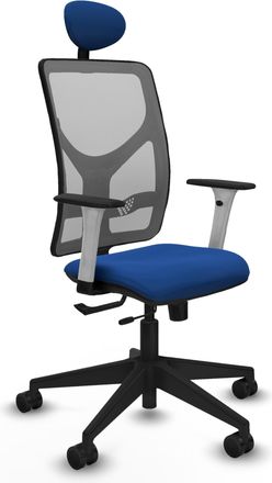 Piqueras y Crespo Stuhl mit Armlehnen, h&ouml;henverstellbarer Lendenwirbelst&uuml;tze und festem Kopfteil, ausgestattet mit Syncro/Traslack und Schneideschaum. Mit Rollen von 65