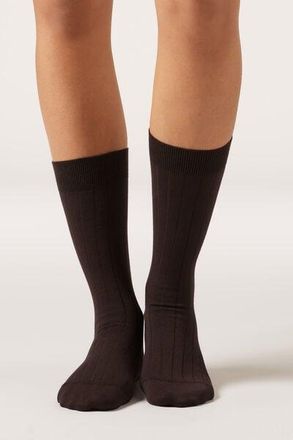 Calzedonia Gerippte Socken In 3/4-l&auml;nge Braun
