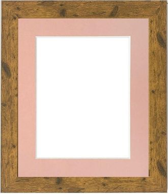 Frames by Post Studio Antik Holz-Bilderrahmen mit rosa Passepartout 60 x 80 cm für Bildgröße 50 x 70 cm