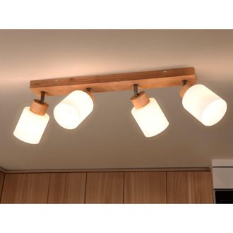 Reality Reality Leuchten - Deckenstrahler assam 4 flammig Korpus Holz & Glasschirme Wei&szlig;, Breite 60cm