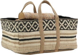 Aubry Gaspard Sac à bûches en jute naturel et teinté