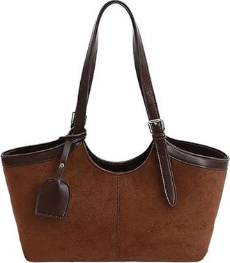 Generic Sac fourre-tout rétro tendance pour femme en daim synthétique de luxe pour femme, grande capacité, sac à bandoulière pour le travail, lécole, lunivers