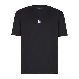 Balmain T-Shirt mit besticktem Logo - - Tops - Herren - Schwarzk - L