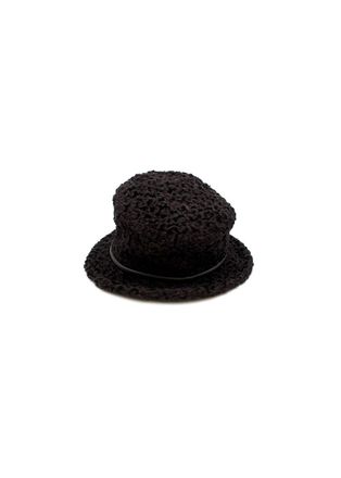PHILIP TREACY Curly Shearling Leather Trimmed Hat