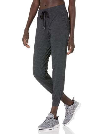 Amazon Essentials Damen Jogginghose aus Angerautem Tech-Stretch (Erhältlich in Übergröße), Schwarz Space-dye, XXL
