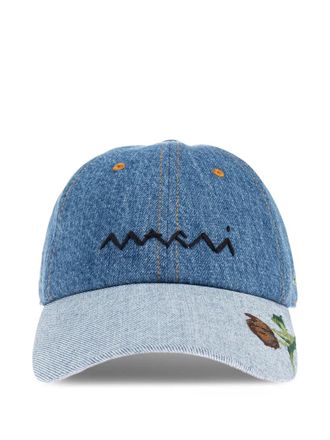 Marni casquette en jean à slogan brodé - Bleu