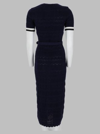 Self Portrait Openwork Knit Midi Dress - Navy