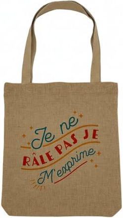 Fabulous Sac Shopping Tote Bag Aspect Lin - Je ne r&acirc;le pas, Je mexprime - Sac de Courses Toile Epaisse 360g Beige Naturel Cabas Port&eacute; Epaule Solide Imprim&eacute; en 