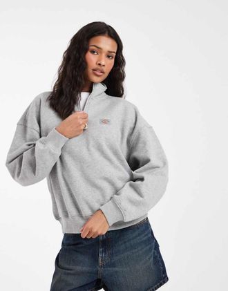 Dickies Oakport - Sweatshirt in Grau meliert mit 1/4-Rei&szlig;verschluss