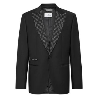 Philipp Plein Homme, Vestes, Noir, Taille: 3XL Wool Blazer Monogram