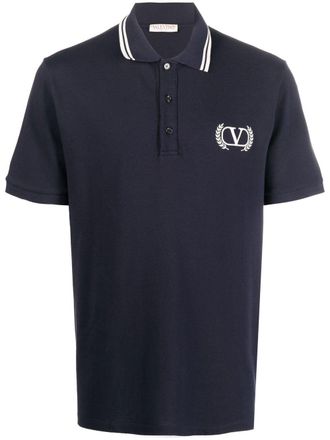 Valentino Garavani polo &agrave; logo brod&eacute; - Bleu