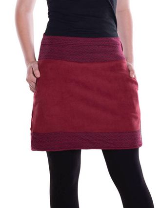vishes Alternative Bekleidung - Thermorock Warmer Damen Winterrock kurz Taschenrock aus ECO-Fleece dunkelrot 46-48