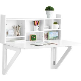 SoBuy FWT07-II-W Wandklapptisch mit integriertem Regal Wandschrank K&uuml;chentisch Esstisch wei&szlig; bht ca. 90x78x60cm - Sobuy