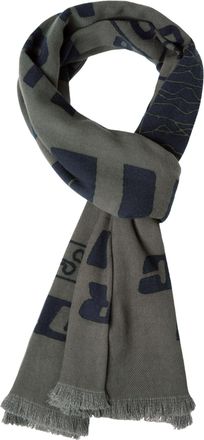 Camp David Herren Webschal mit Logo Print und Fransen Dark Forest, None