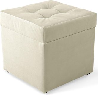 MG Design Polsterhocker 45 x 45 cm Beige mit Stauraum (ca. 50 L), bis 300 kg belastbar, ohne Montage & leicht zu reinigen, angenehm matt mit feiner Struktur - f