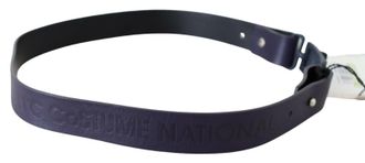 Costume National Womens Black Leather Normal Logo Buckle Waist Belt