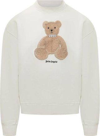 Palm Angels Homme, Sweatshirts et sweats &agrave; capuche, Blanc, Taille: XS Bear Regular Crew
