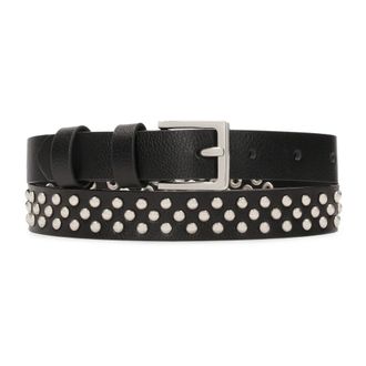 Kazar Schwarzer schmaler G&uuml;rtel verziert mit silbernen Nieten - - Accessories - Damen - Schwarzk - 80 CM