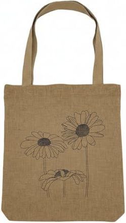 Fabulous Sac Shopping Tote Bag Aspect Lin - Fleurs Nature Anthophile Passion - Sac de Courses Toile Epaisse 360g Beige Naturel Cabas Port&eacute; Epaule Solide Imprim