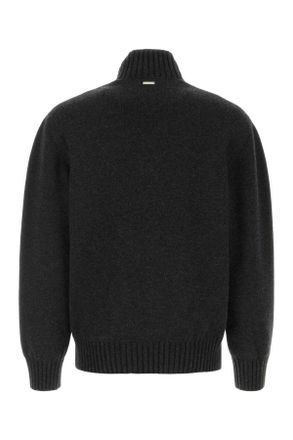 Ferragamo Mens Slate Cashmere Blend Sweater Leadgreymelange Ws-Pa-Pu Maglie