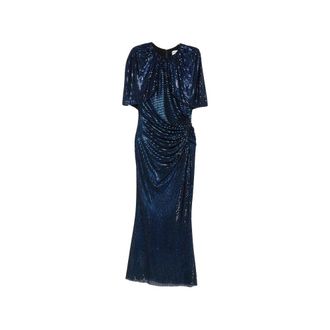 Self Portrait Femme, Robes, Bleu, Taille: 34 FR Pf26-054M-N Rhinestone Cape Dress