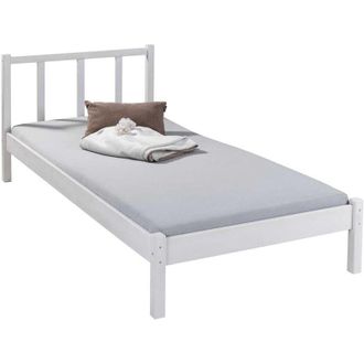 PEGANE Lit pour enfant en bois coloris blanc, couchage 90 x 200 - longueur 208 x profondeur 96 x hauteur 80 cm