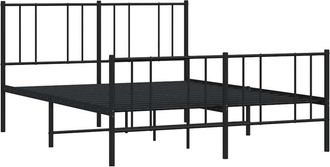 vidaXL Cadre de lit m&eacute;tal sans matelas avec pied de lit noir 135x190cm Vidaxl