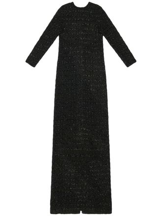 Balenciaga robe en tweed &agrave; boutonni&egrave;re au dos - Noir