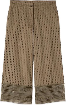 Oltre Femme, Pantalons, Vert, Taille: 42 FR Pantalon court ajour&eacute;