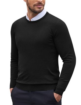Coofandy Pullover Herren Rundhals Strickpullover Business Pullover Winter Herrenpullover Langarm Slim Fit Pulli M&auml;nner Casual Sweatshirt mit Rundhalsausschnitt
