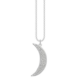 Thomas Sabo Thomas Sabo Damen Halskette mit Anh&auml;nger Halbmond Pav&eacute; silber Ke2005-051-14-L50V - - Accessories - Damen - Grau - ONE SIZE