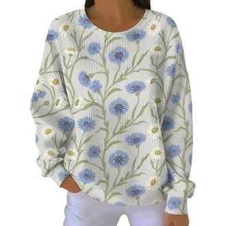 Generic Sweat-shirt &agrave; motif abstrait color&eacute; pour femme, doux &agrave; manches longues, pull dautomne &agrave; manches longues, sweat-shirt &agrave; col rond, hauts de sport, chemi