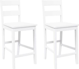 vidaXL Vidaxl - Tabourets de bar 2 pcs blanc bois massif dh&eacute;v&eacute;a