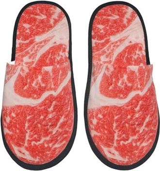 Generic Pantoufles DHiver Steaks De Boeuf Cozy Pantoufles DH&ocirc;tel Unisexe Chaussons DInt&eacute;rieur Pour Homme Int&eacute;rieur Voyage L