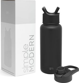 Simple Modern Trinkflasche mit Strohhalm und Chug-Deckel | Wasserflasche Edelstahl Isolierte für den Sport Fitnessstudio | Summit | 950ml | Midnight Black