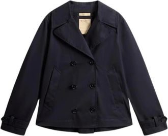 Woolrich Femme, Manteaux, Bleu, Taille: 40 FR Tech Cotton Peacoat