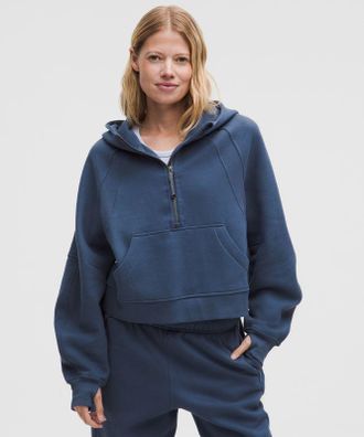 lululemon Scuba Oversized-Hoodie mit halblangem Rei&szlig;verschluss f&uuml;r Frauen - Gr&ouml;&szlig;e XL/2XL in Blue Twill