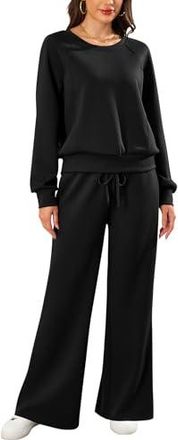 SHEKINI Survetement Femme Ensemble de Surv&ecirc;tement Deux Pi&egrave;ces &agrave; Manches Longues et Col Rond Jogging Ensembles Sports Haut et Large Pantalon Droit