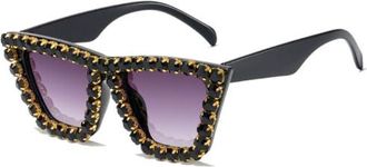 Generic Lunettes de soleil oeil de chat à paillettes pour femmes Cateye Vintage étincelant cristal diamant lunettes de soleil modèle Catwalk Eyewear, c1, tail
